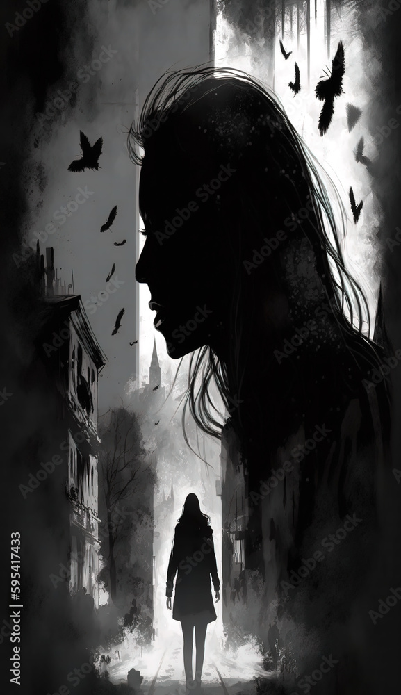 dark shadows chasing people mental health concept, depression, Anxiety ...