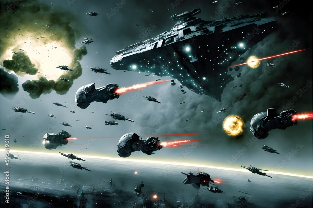 high altitude clear overhead ultrawide view of an epic futuristic scifi ...