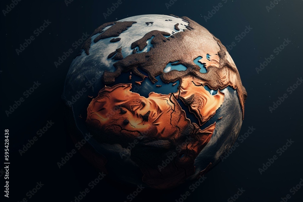 Earth viewed from space during climate change crisis, depicting extreme ...