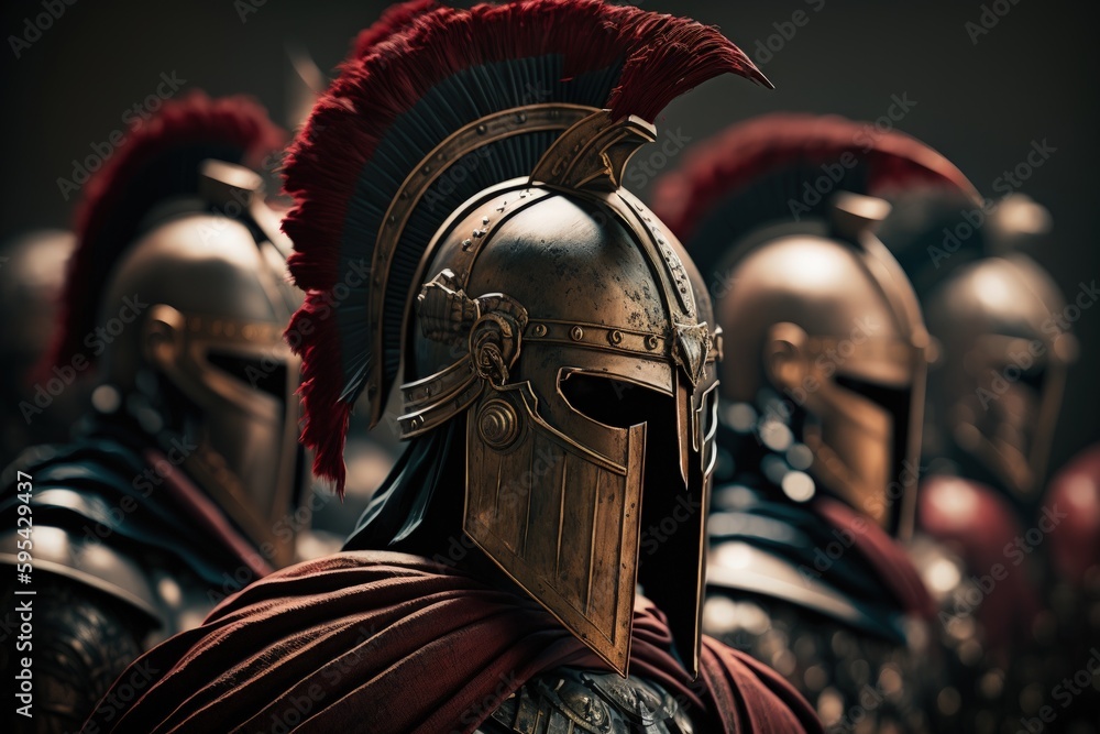 Army of Spartans, Spartan soldiers lined up, Generative AI Stock ...