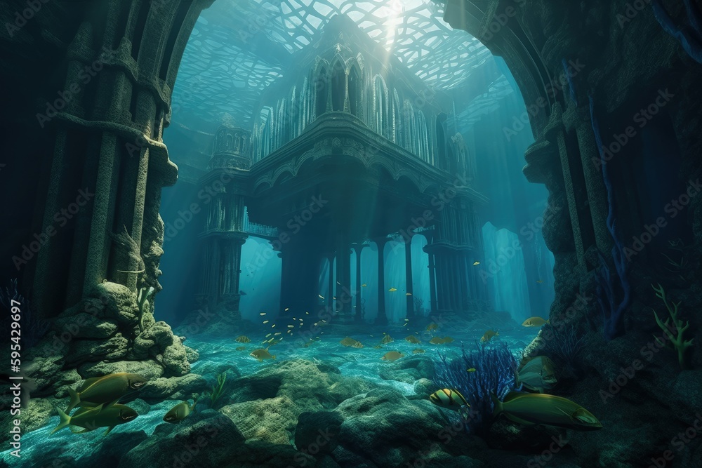 Kingdom of Atlantis, Ancient ruins of the city of Atlantis under the ...