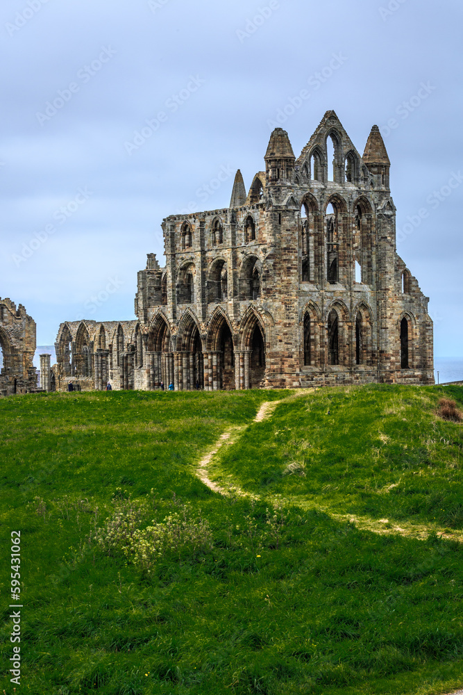 England, North Yorkshire, Whitby. North Sea, East cliff. English ...