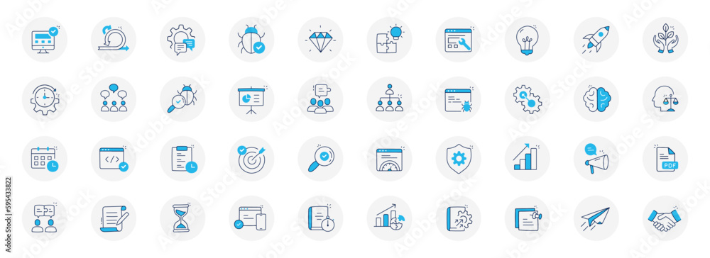 Agile icons set. Scrum icons. Agile development icons. Agile ...