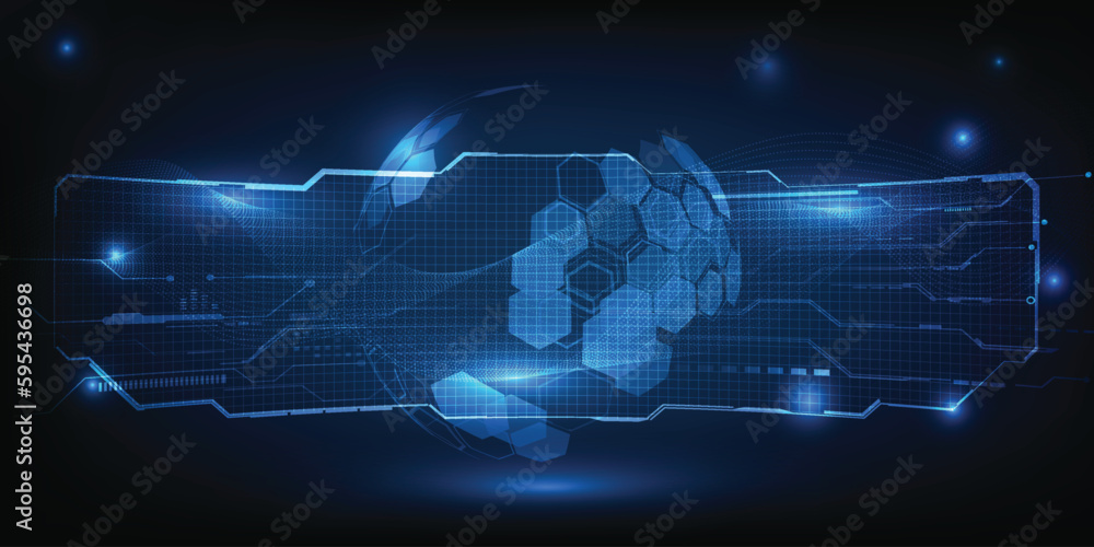 Vector illustrations of futuristic stage platform with digital element ...