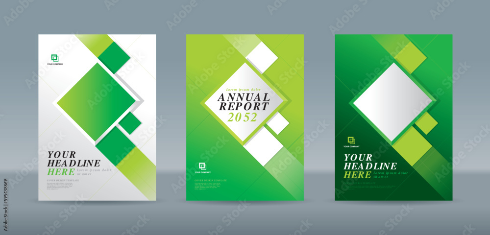 Green and white abstract rectangle on green gradation background. A4 ...