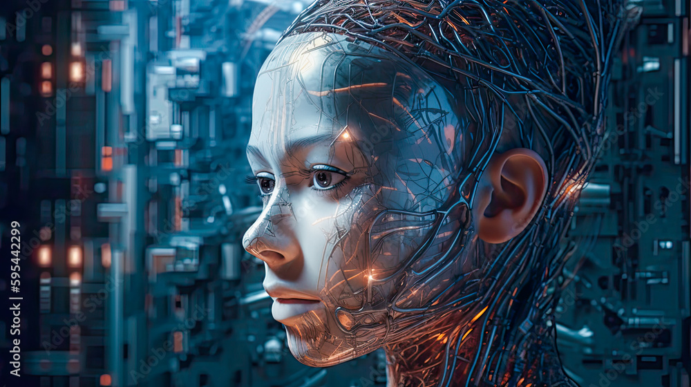 Futuristic holographic artificial intelligence neural network beautiful ...