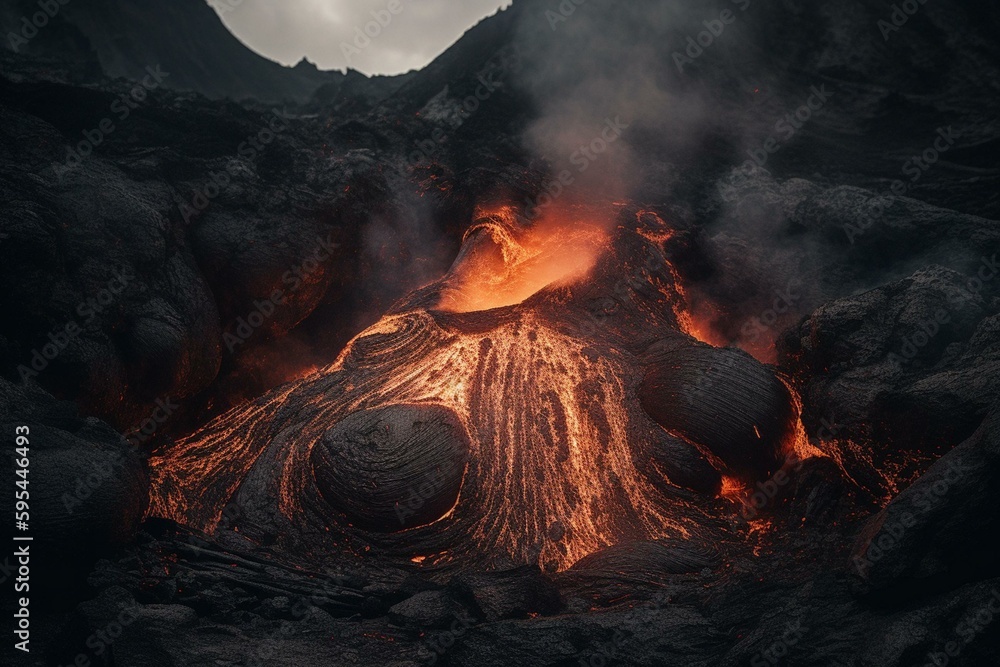The elements of a volcano - magma chamber, vent, crater, lava flow, ash ...