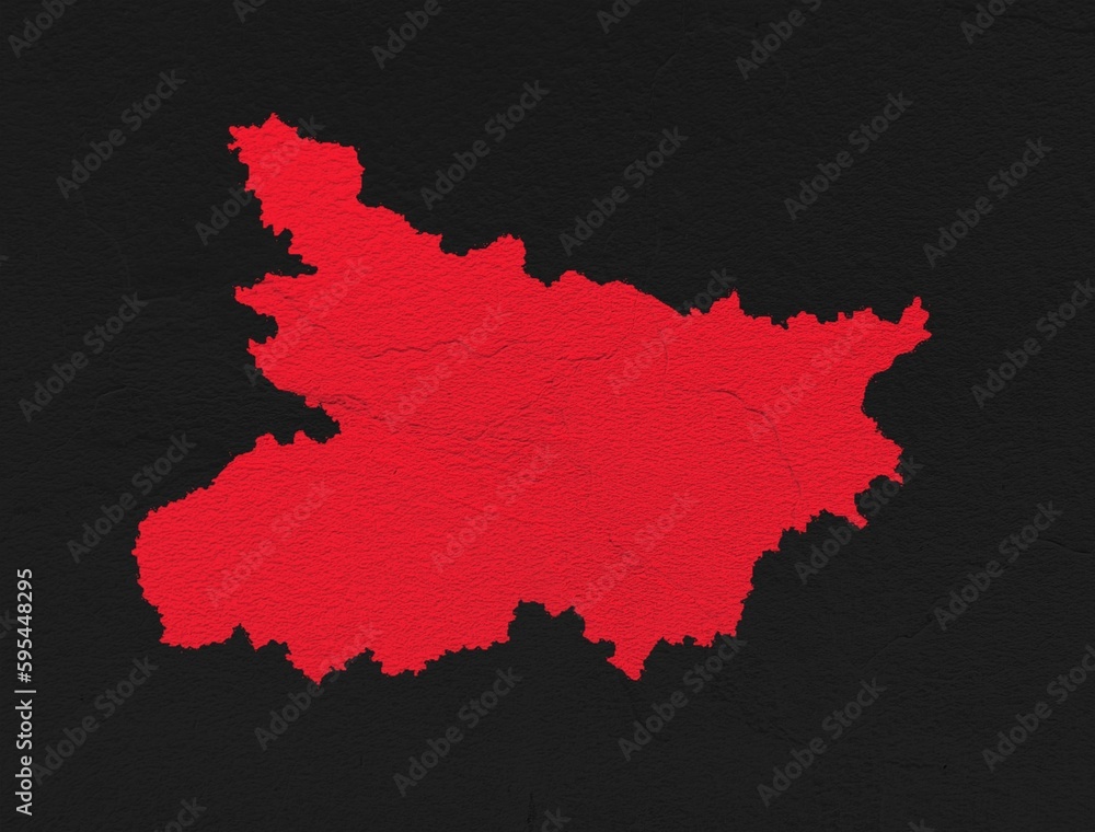 Bihar red map on isolated black textured background. High quality ...