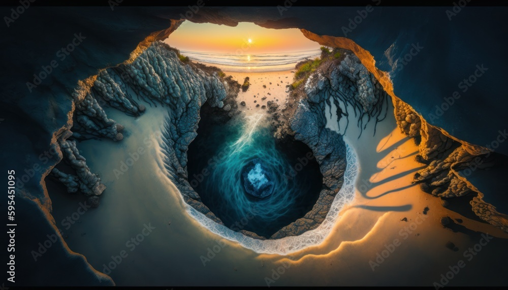 A breathtaking aerial view of the Cave Sunset captured during the ...