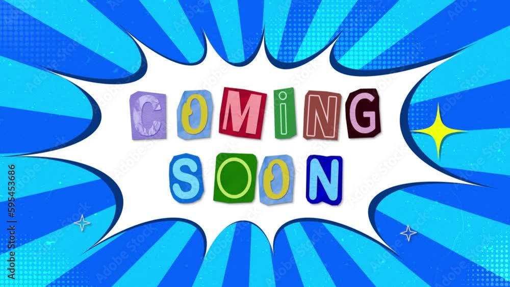 Animation Coming Soon cartoon comic background. motion graphic text ...