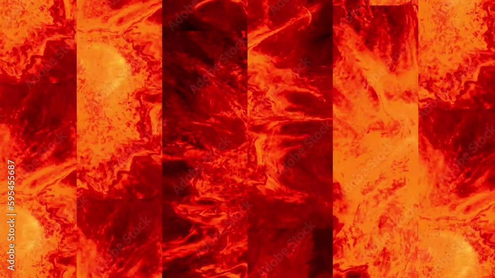 The multiscreen shows the different stages of the flowing lava. vídeo ...