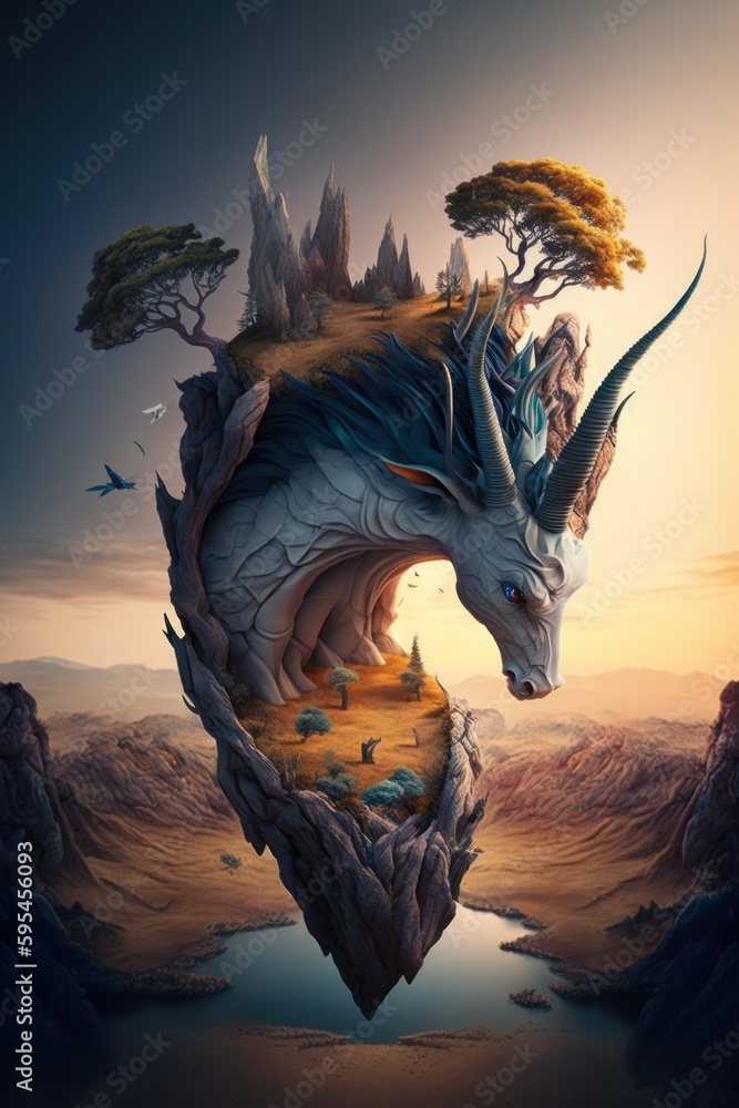 (2:3) Majestic colorful mythical creature habitat with unicorns ...