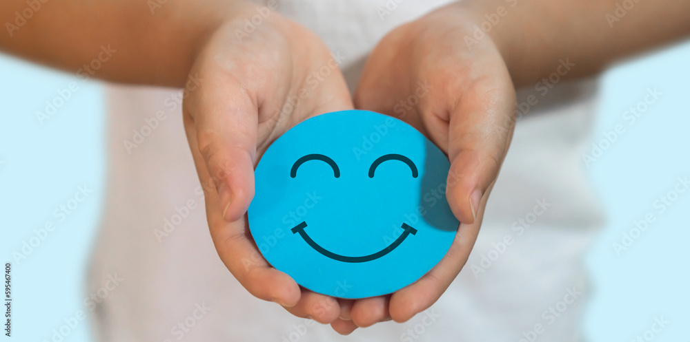 Child kid hand hold paper cut circle face different emotion, emotions ...