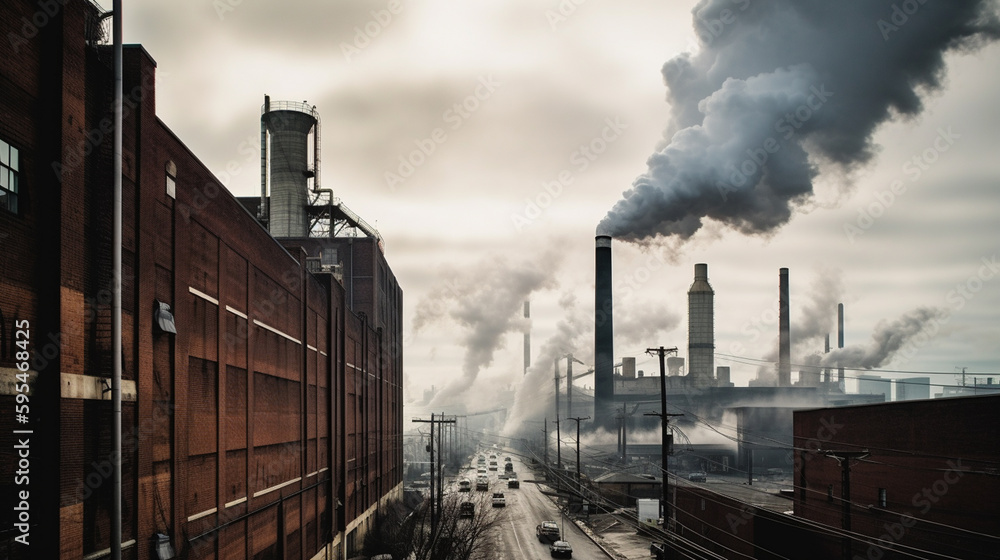 Industrial Smoke Stacks Blowing Pollution into the Atmosphere, Climate ...