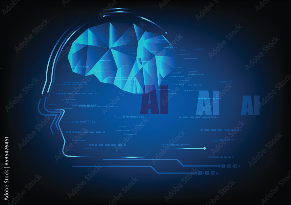 Abstract technology Ai computing concept Ai Brain working data of Artificial intelligence and ...