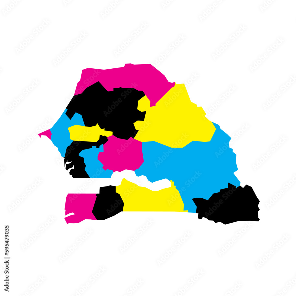 Senegal political map of administrative divisions - regions. Blank ...