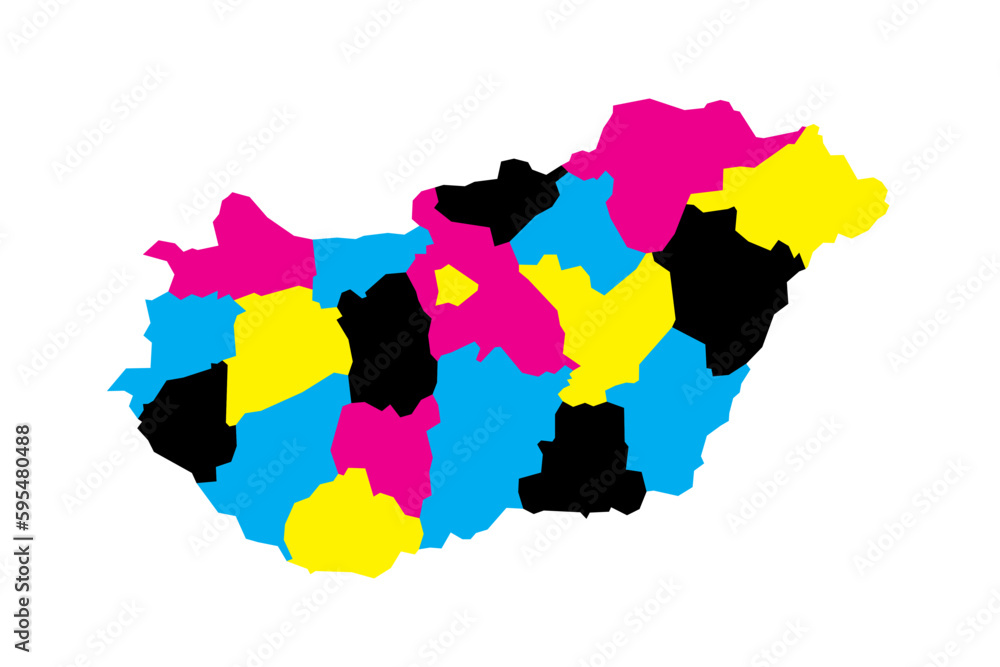 Hungary political map of administrative divisions - counties and ...