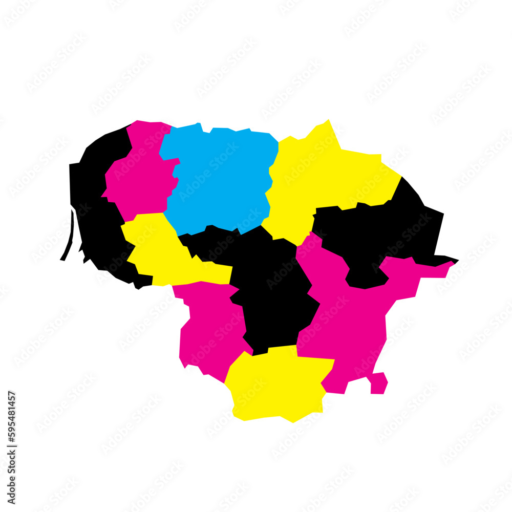 Lithuania political map of administrative divisions - counties. Blank ...