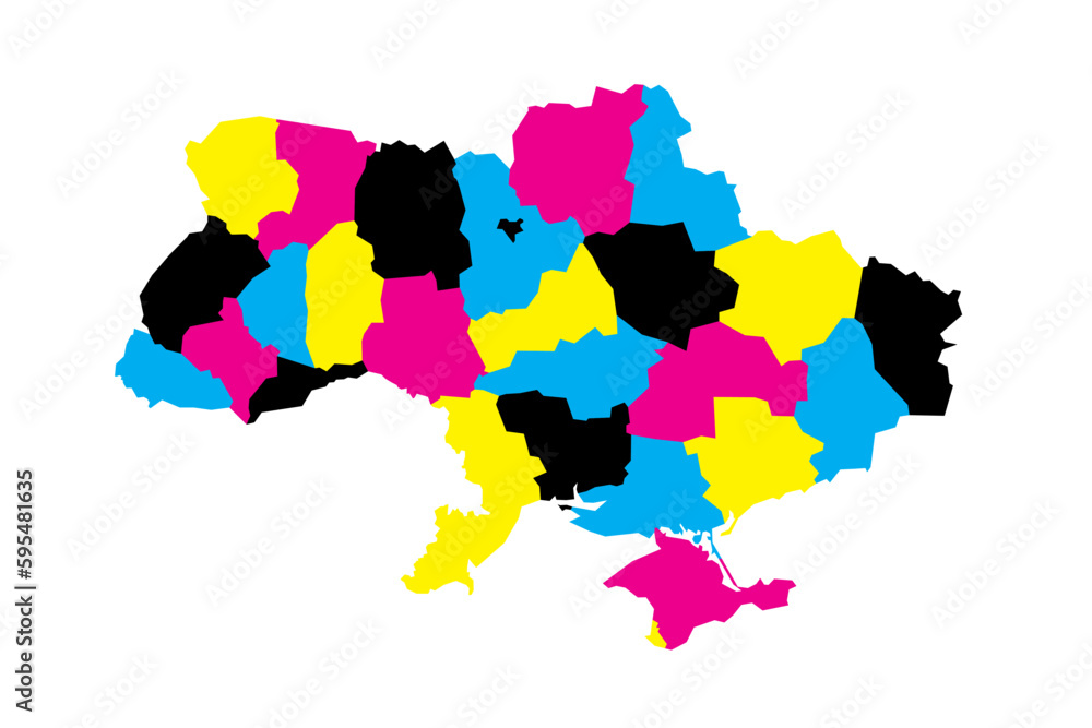 Ukraine political map of administrative divisions - regions, two cities ...