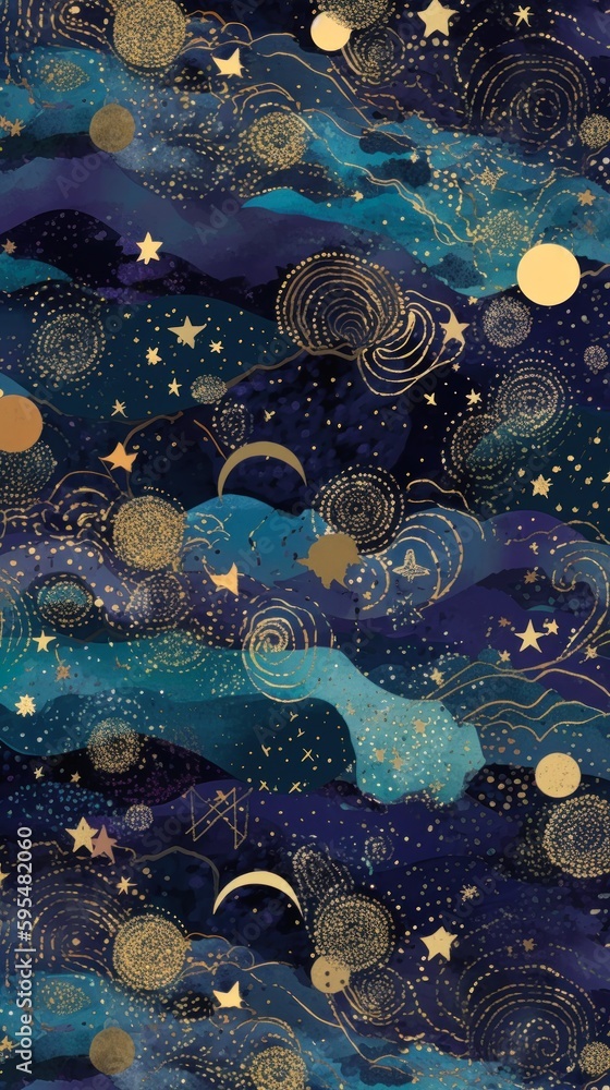 celestial rhythms repeating space texture imagine closeup blue gold ...