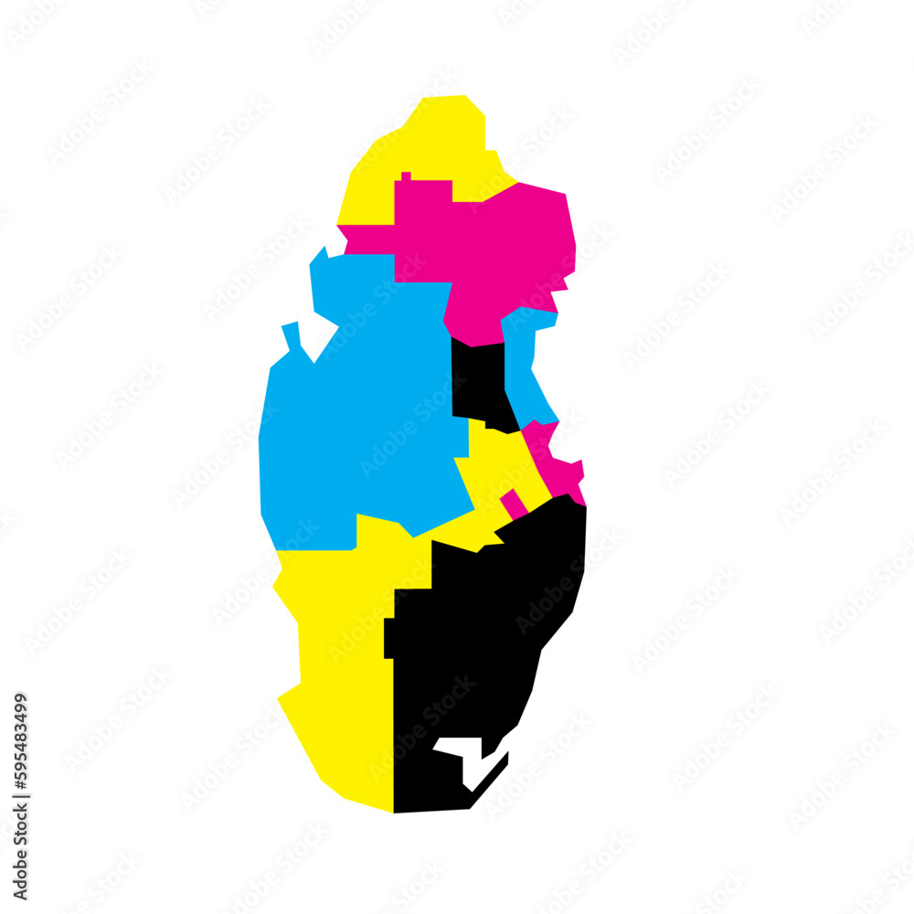 Qatar political map of administrative divisions - municipalities. Blank ...