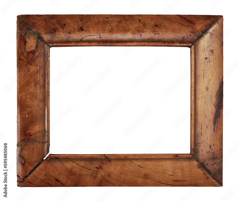 Horizontal classic wooden photo frame with copy space isolated on ...
