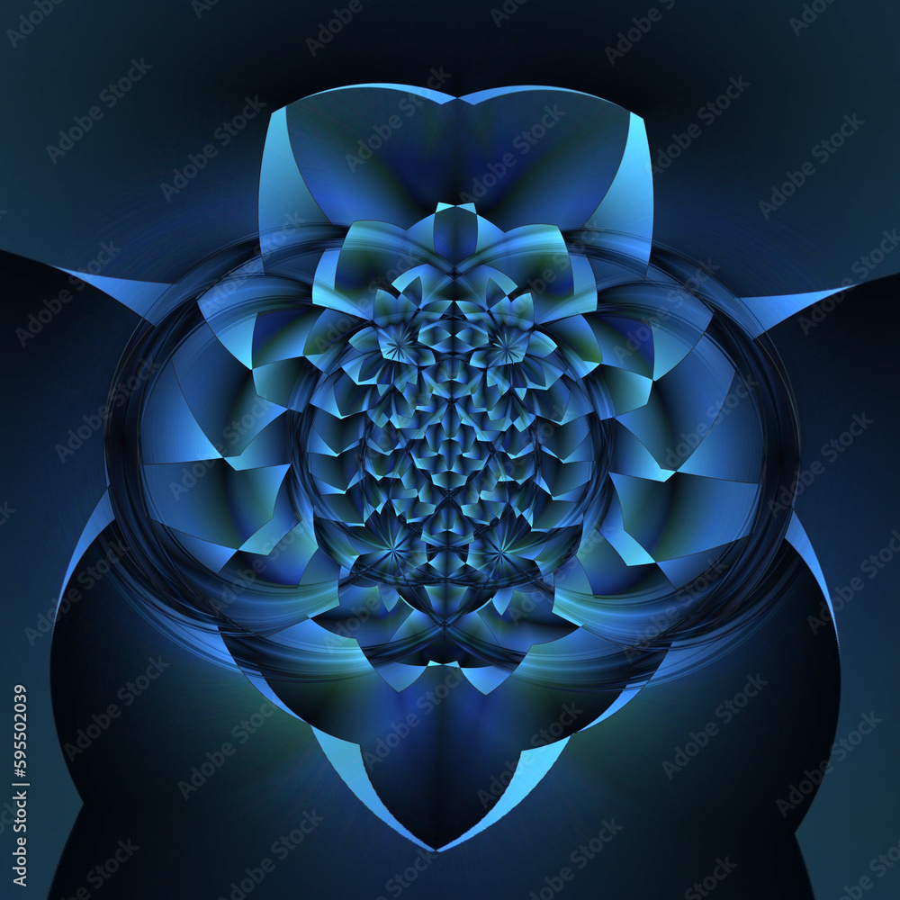 pattern and design in shade of dark and light blue on a black ...