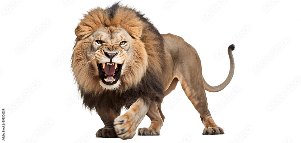 Furious lion. Roaring lion isolated on transparent background. PNG ...