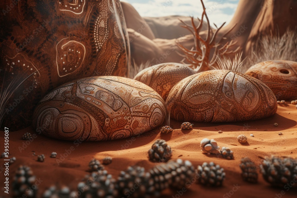 Illustration inspired by Australian Aboriginal desert dot painting ...