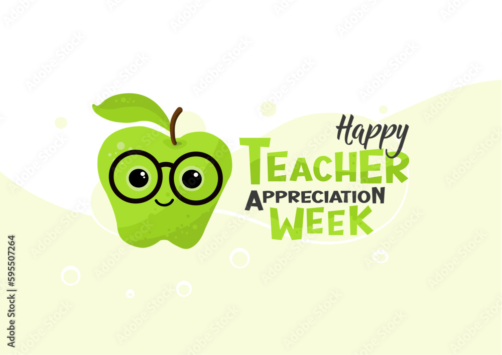 Teacher appreciation week, Green apple with glasses. Stock Vector ...