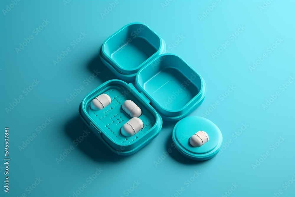 Mockup pill boxes on blue background for pharmaceutical presentations ...