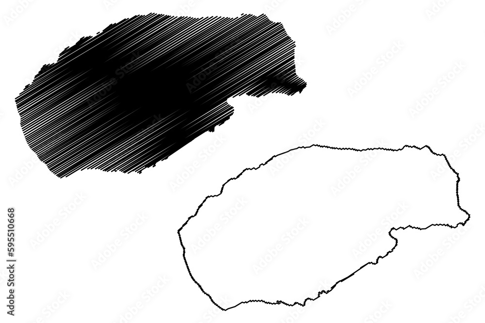 Lake Rara (Federal Democratic Republic of Nepal) map vector illustration, scribble sketch ...