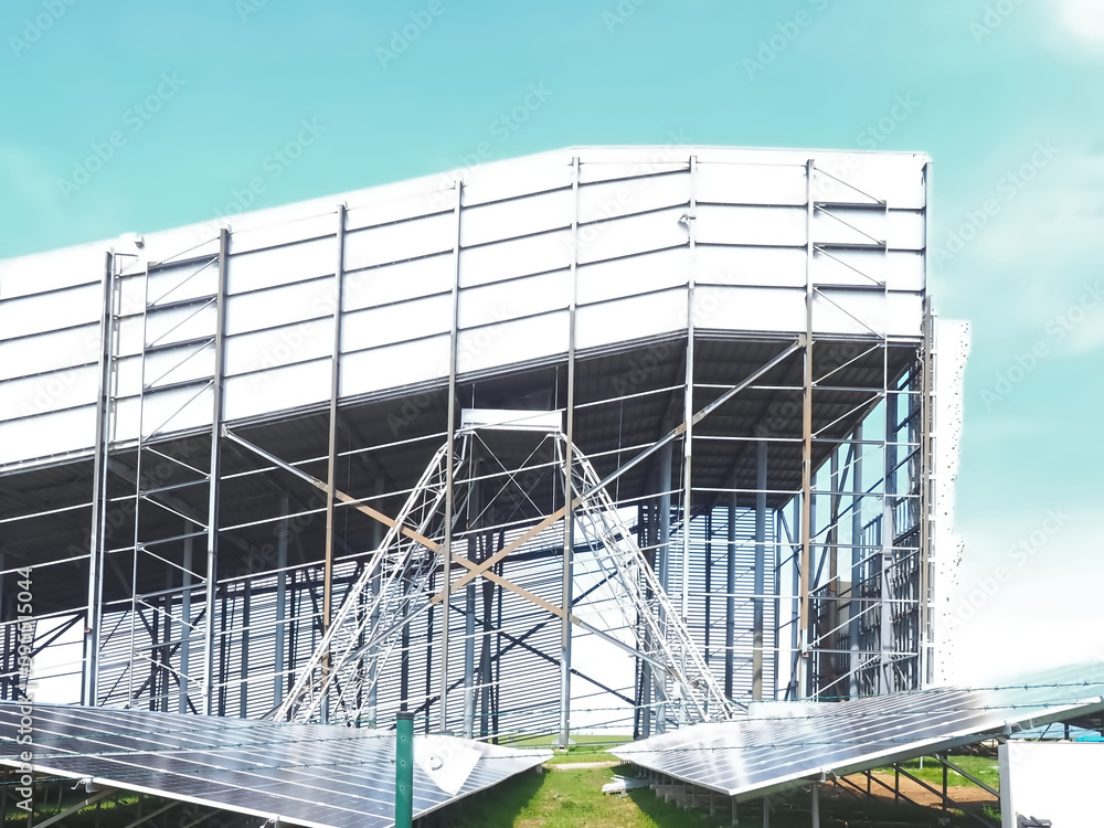 ski hall building of the Alpenpark Neuss in Germany with solar panels ...