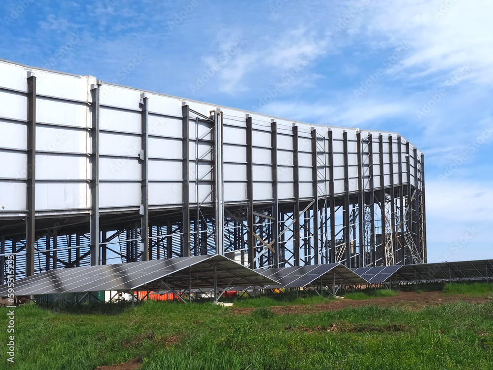 ski hall building of the Alpenpark Neuss in Germany with solar panels ...