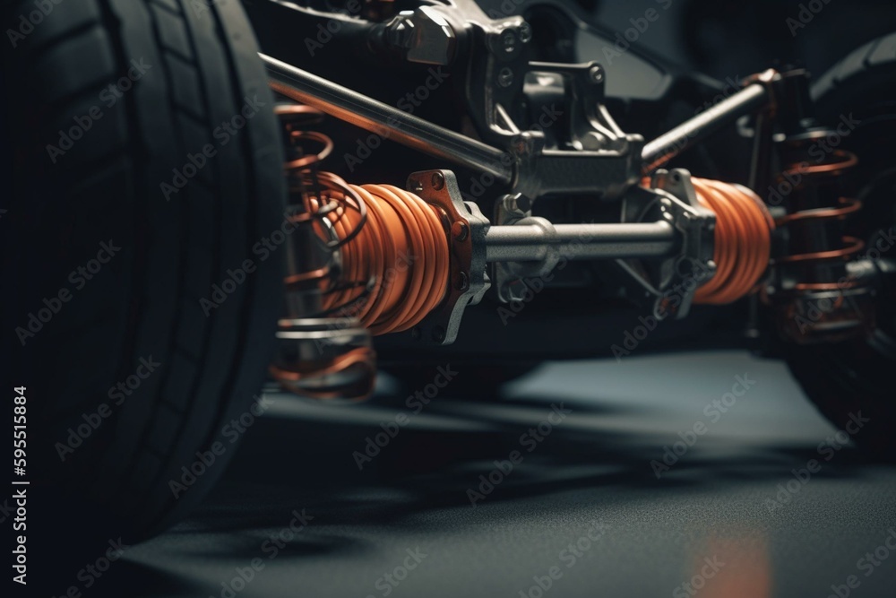 3D model of a car's suspension system. Generative AI Stock Illustration ...
