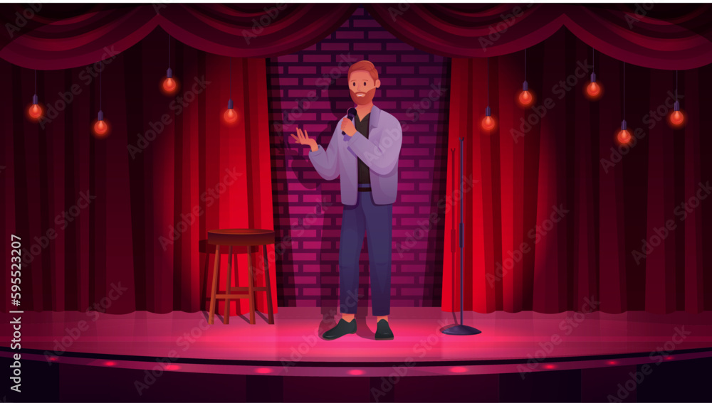 Comedy performance, live stand up show with talent comedian speaking on ...
