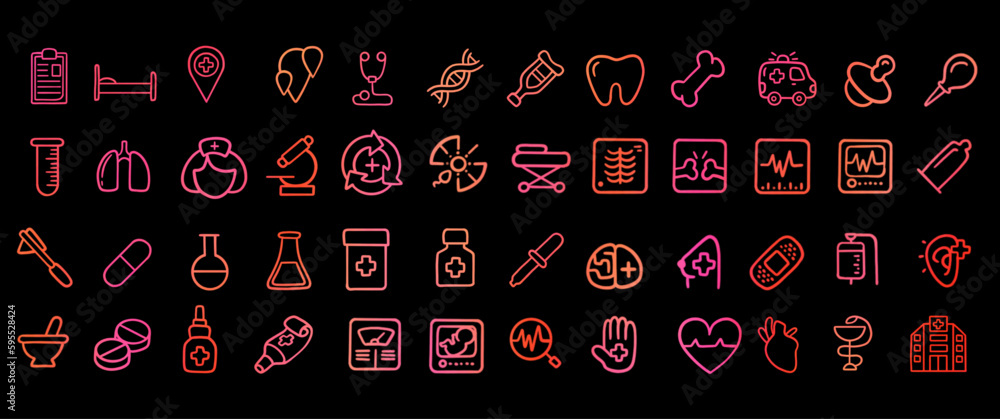 Medical care service symbol collection. Medical and health icons ...