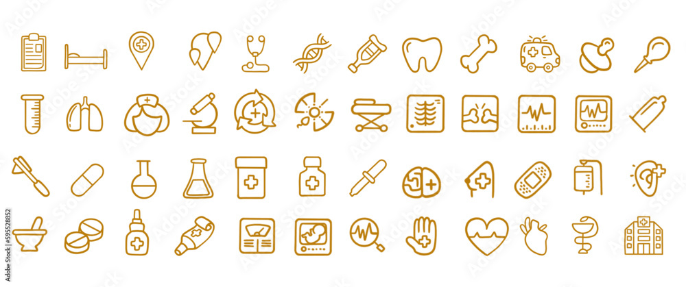Medical care service symbol collection. Medical and health icons ...
