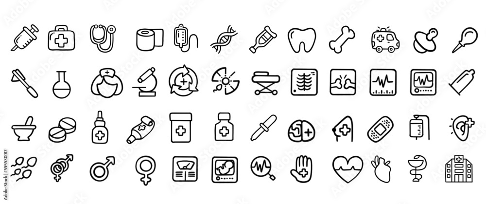Medical care service symbol collection. Medical and health icons ...
