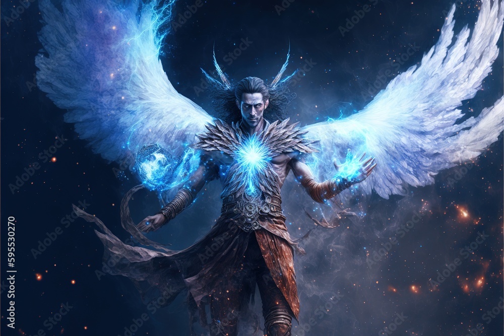 Realistic fantasy character of angelic battlemage with awe-inspiring ...