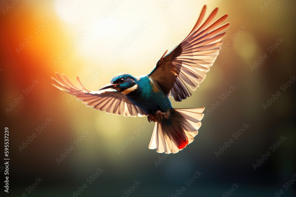 Bird flying through the air with its wings. Generative AI Stock ...