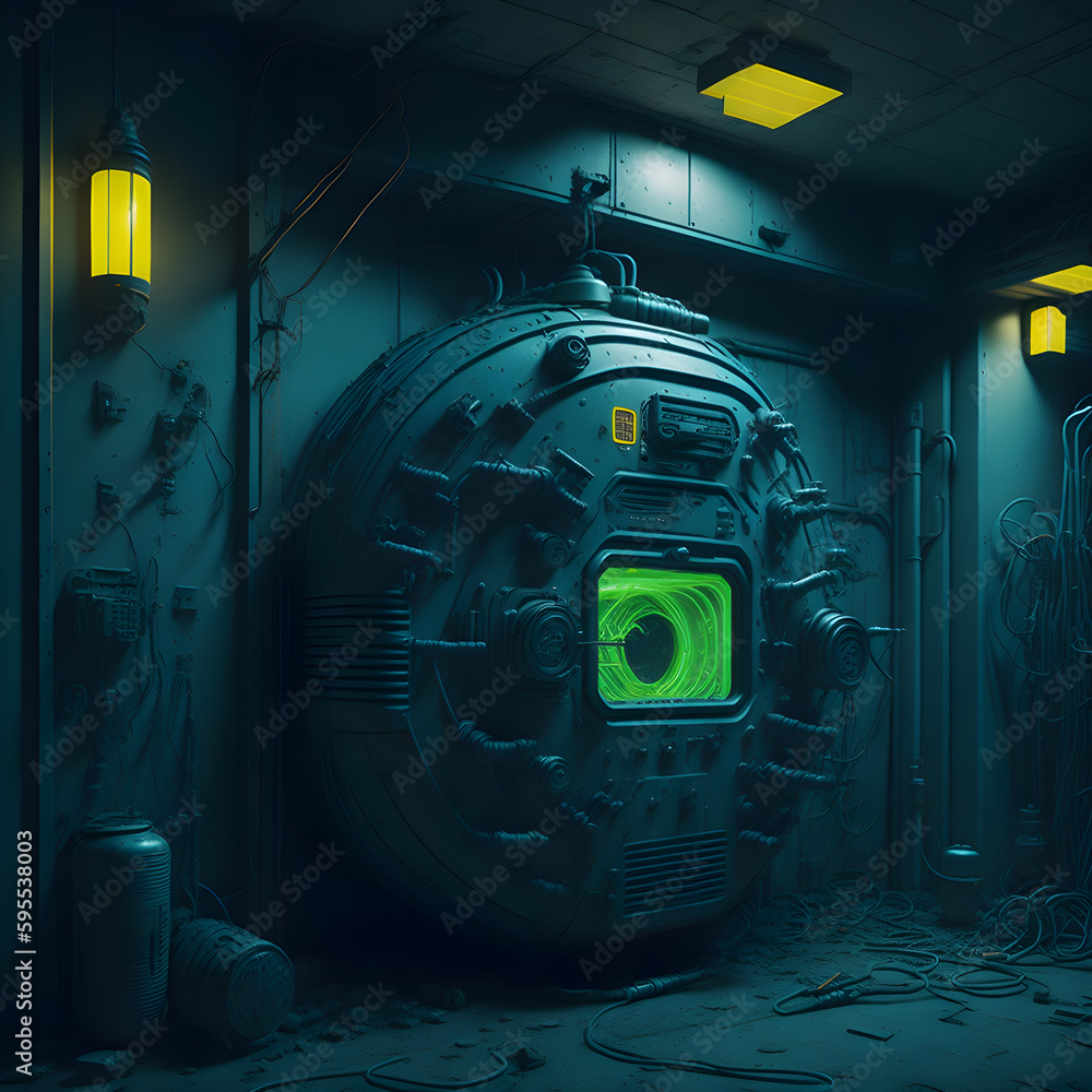 Nuclear Futuristic Sci Fi Heavy Fallout Shelter Locked Basement ...
