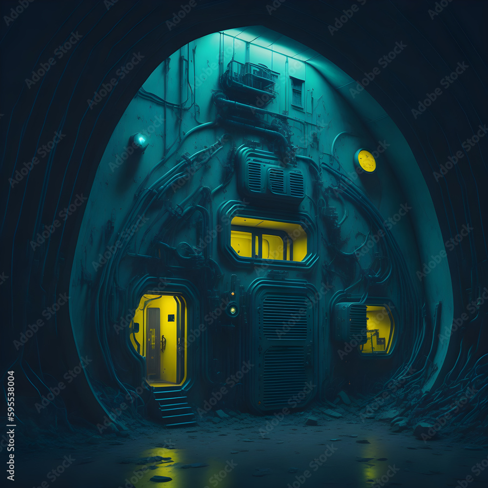 Nuclear Futuristic Sci Fi Heavy Fallout Shelter Basement Underground ...