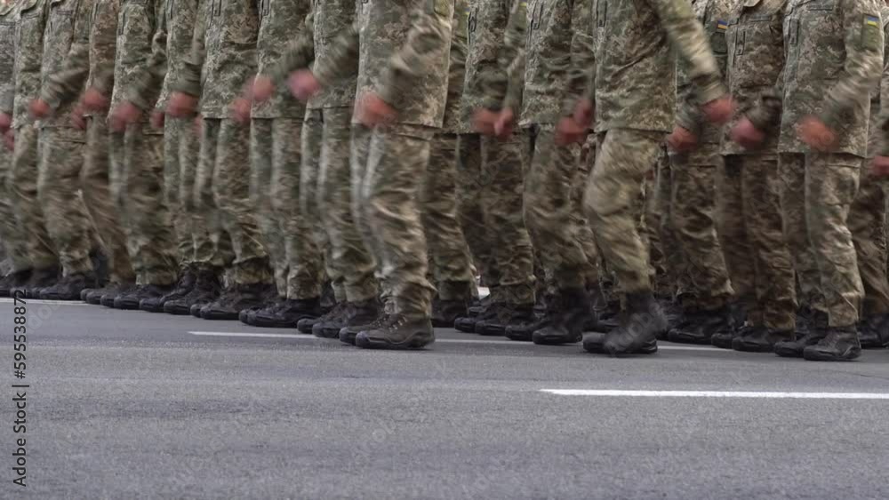 Military men marching in the parade. Soldiers legs. Boots forces and ...