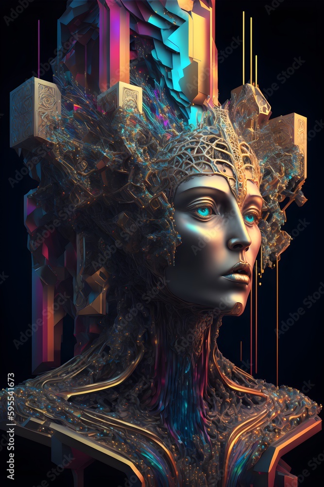 hyperrealistic large monolith made of Bismuth crystal with lots of ...