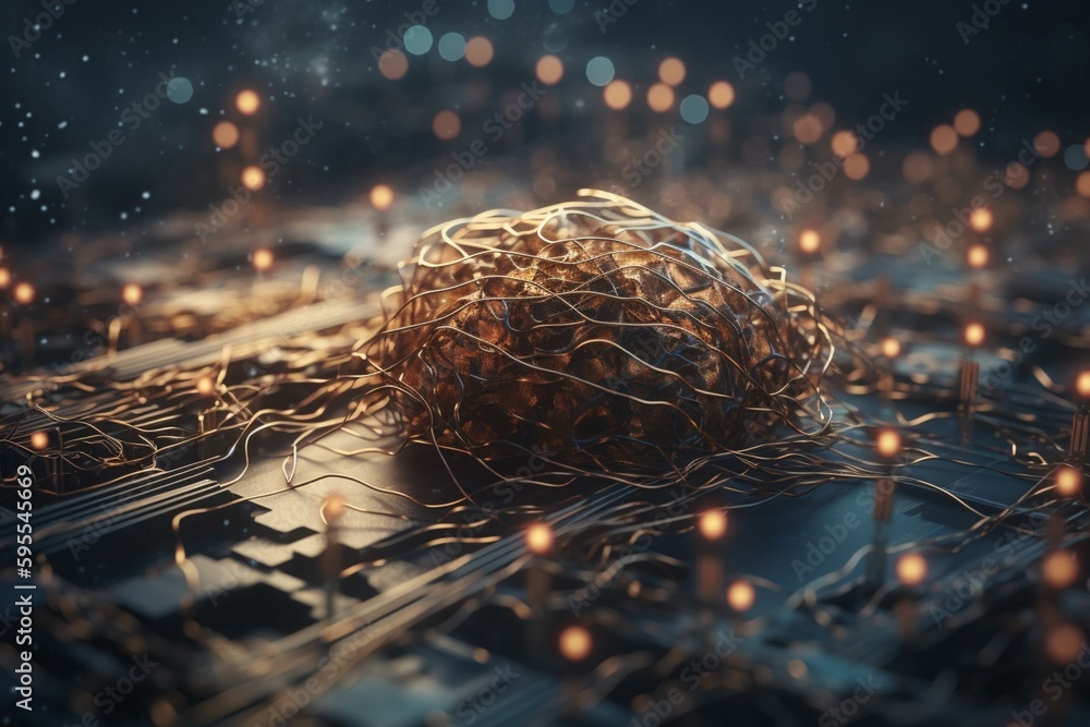 3D rendered digital neural network on a light tech background for ...