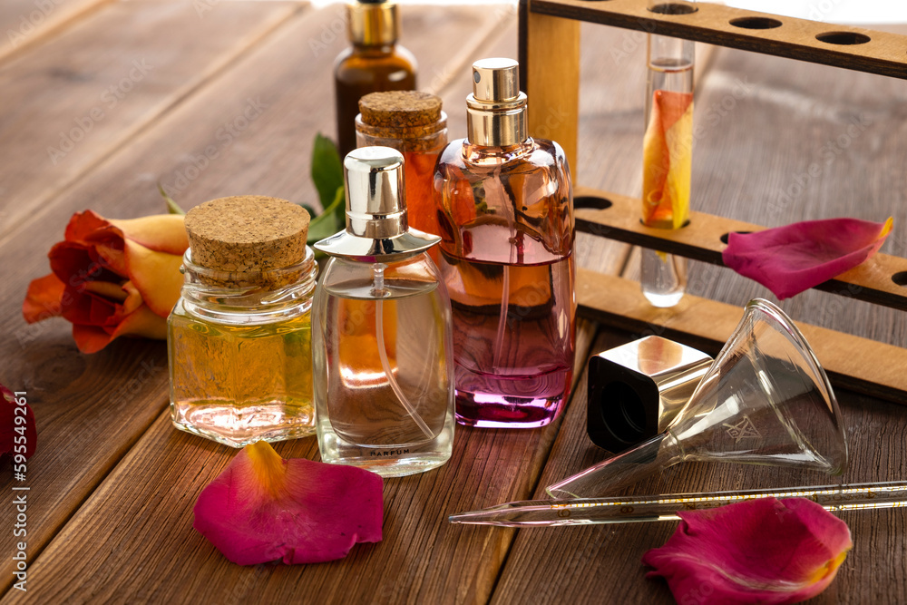 Preparation of perfumes from natural ingredients, aromatherapy. Fresh ...