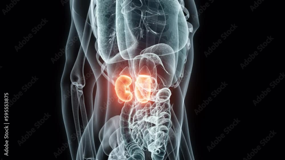 3D rendering Medical Animation of a Human Kidneys .X-ray of a Kidneys ...