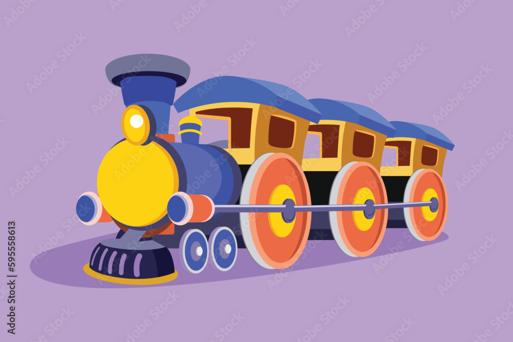 Character flat drawing cute toy train logo, label. Cute toy train and ...