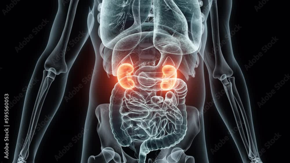 3D rendering Medical Animation of a Human Kidneys .X-ray of a Kidneys ...